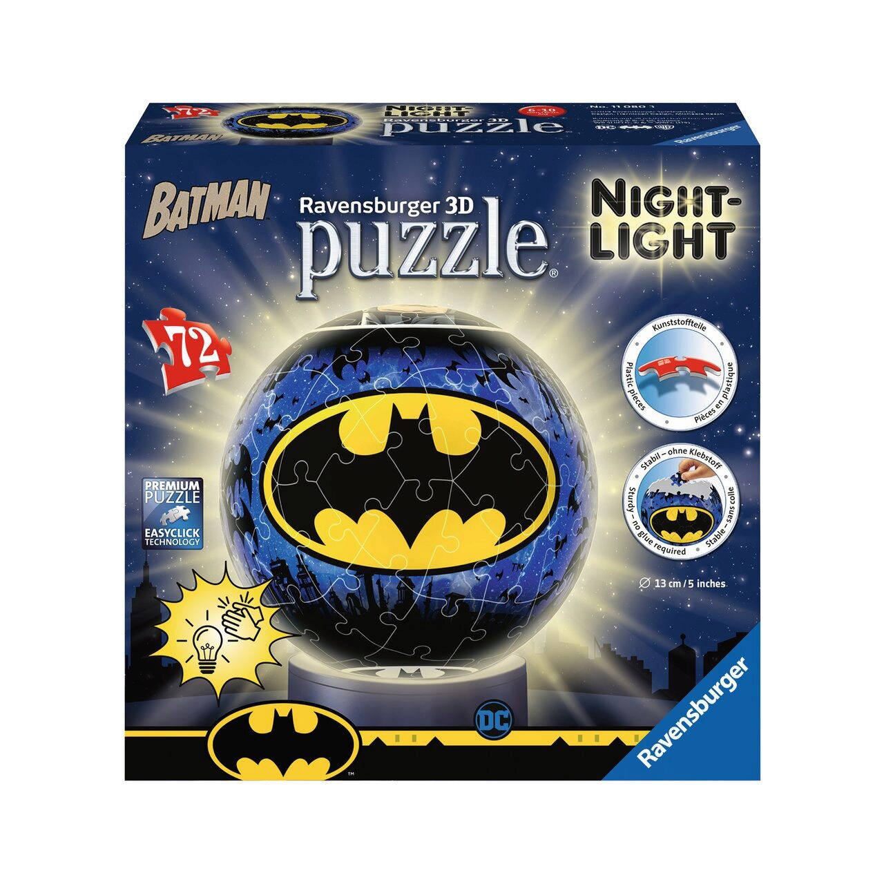 Ravensburger Globus-Puzzle – Night Edition – Batman, 72 Teile - EVOLD